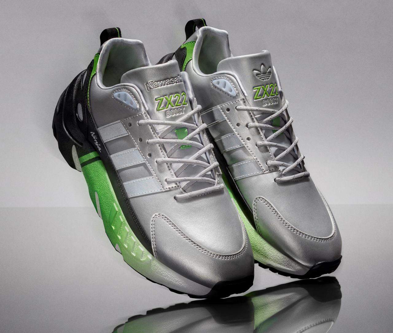 カワサキとアディダスオリジナルスのコラボ再び！ 新作スニーカー「ZX22 KAWASAKI」の抽選販売受付を開始 - webオートバイ