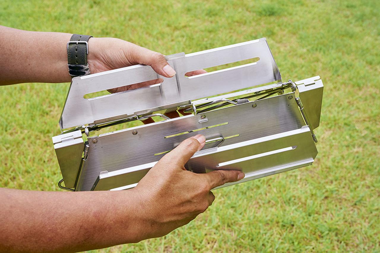 鎌倉天幕のウワサの焚き火台を使ってみた！焚き火台には珍しいポップアップ式の「ソリスト ホムラ」 (1/2) - SOTOBIRA